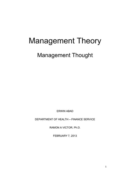 Evolution of management thought | PPT