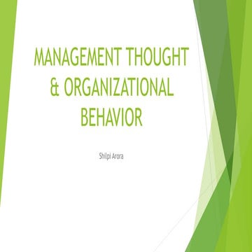 Management thought & organizational behavior | PPTX