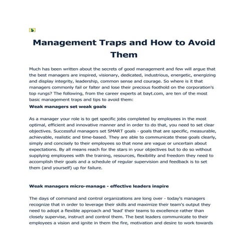 Management Traps And How To Avoid Them | PDF