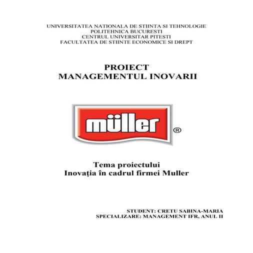 PROIECT Managementul inovarii......................... | PDF