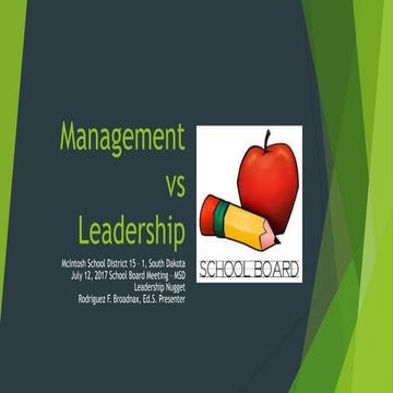 Management vs Leadership presentation july 17 school board meeting | PPTX