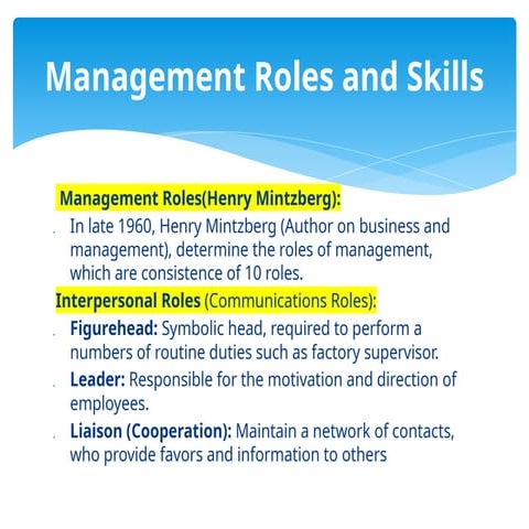 Management rolls and skills , Manager rools | PPTX