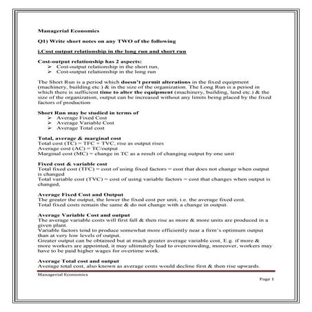 Managerial economics | PDF