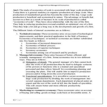 Managerial economics assignment | PDF