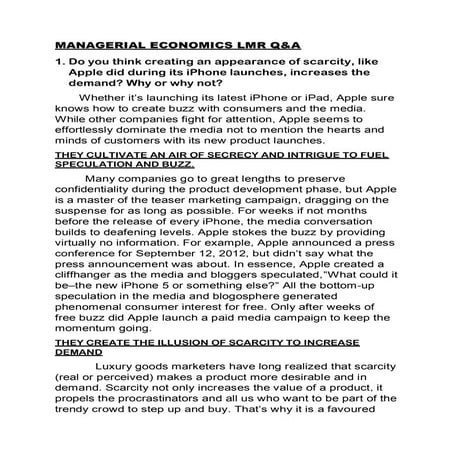 MANAGERIAL ECONOMICS for MBA students -1 | PDF