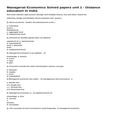 Managerial economics solved papers | PDF