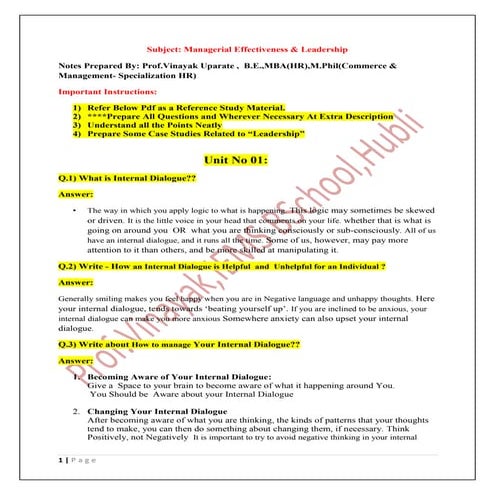 01 management handouts | PDF