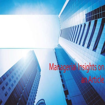 Managerial insights on an article - "Simplify your analytics strategy ...