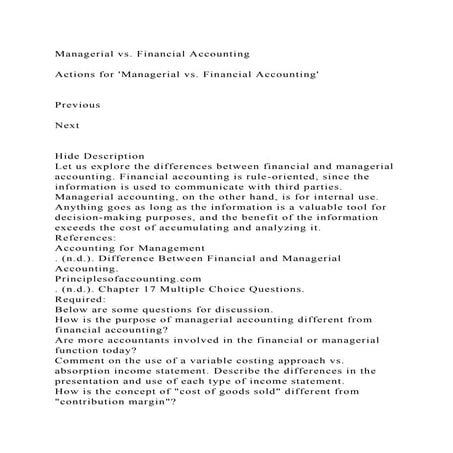 Explain the differences between managerial accounting and financial .pdf