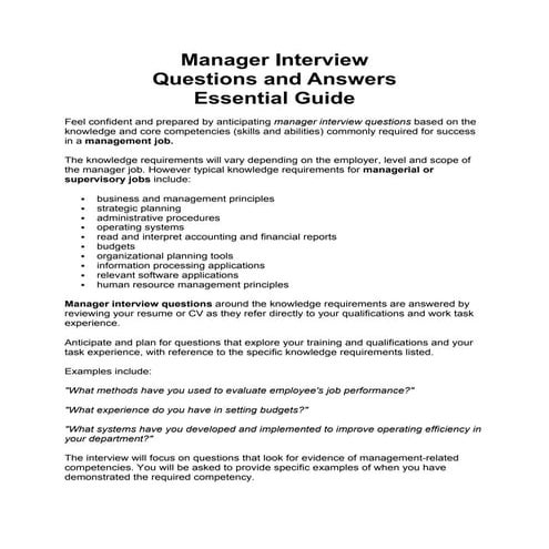 Manager interview | PDF