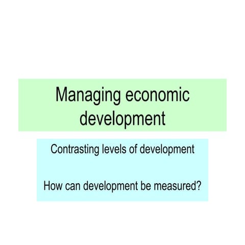 Managing Economic Development 1 | PPT