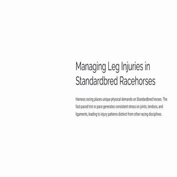 Managing Leg Injuries in Standardbred Racehorses | PDF
