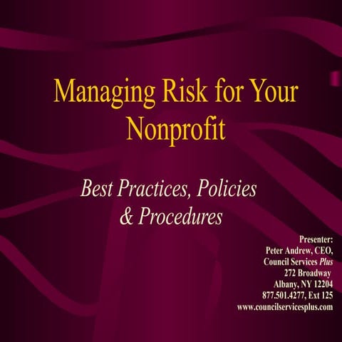 Risk Management and Special Events | PPT