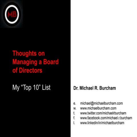 Managing a board of directors | PPTX