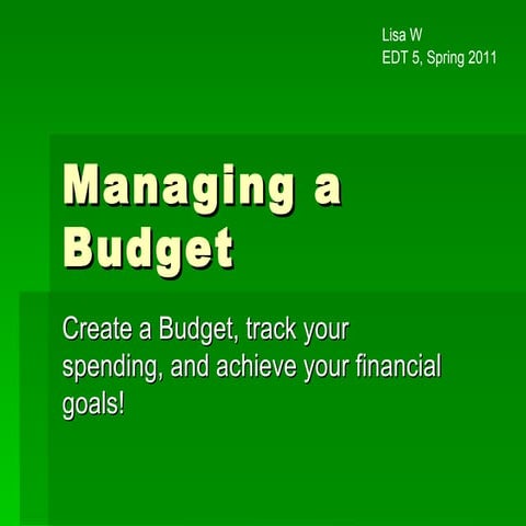 Managing a budget | PPT