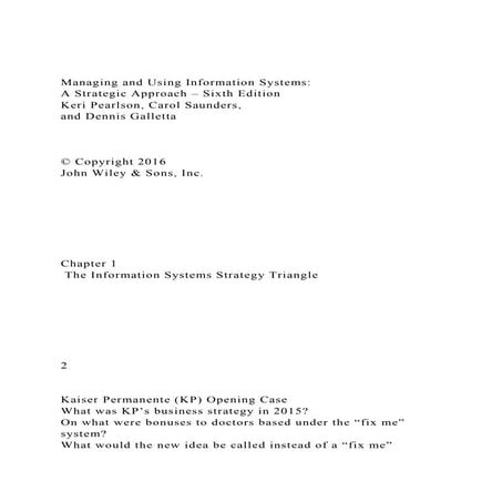 Managing and Using Information Systems A Strategic Approach –.docx