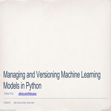 Managing And Versioning Machine Learning Models In Python Ppt 