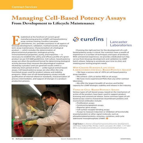 Managing cell based potency assays | PDF