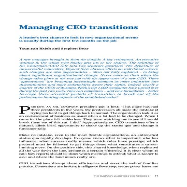 Managing CEO transitions | PDF