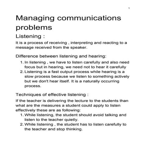 Managing communication problems | PDF