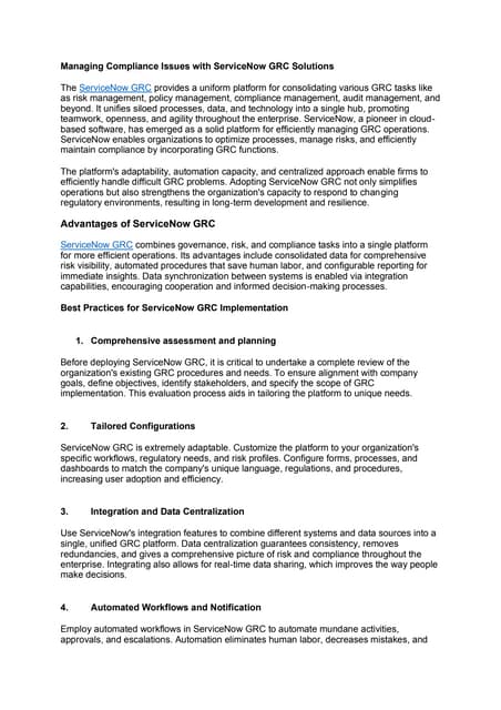 servicenow grc training | PDF