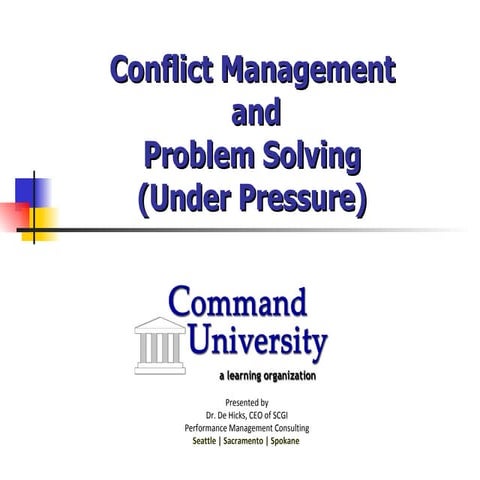 Managing Conflict Solving Complex Problems | PPT