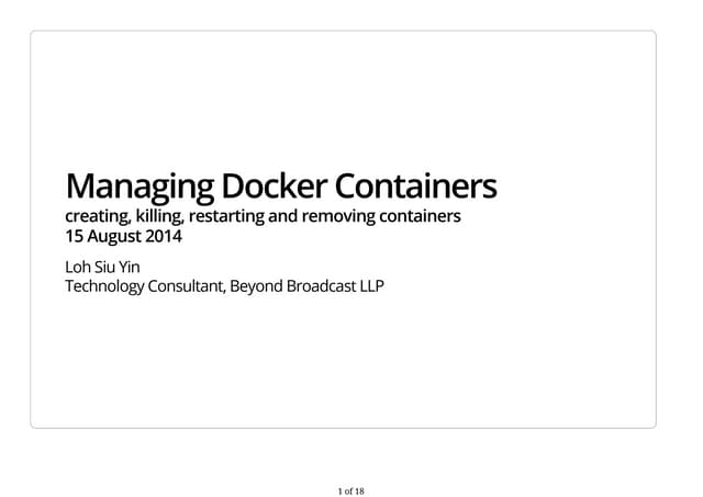 Managing Docker Containers Ppt