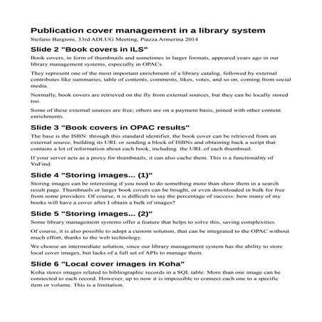 Publication cover management in a library system (text) | PDF