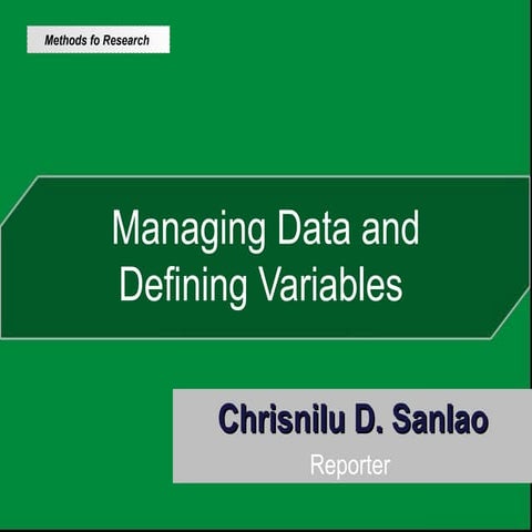 Managing data and defining variables | PPT