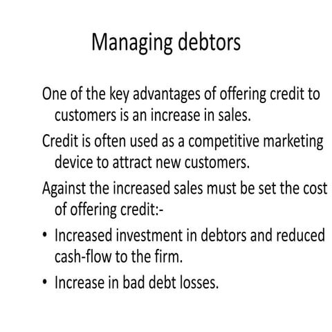 Managing debtors | PPTX | Debt Factoring & Invoice Discounting ...