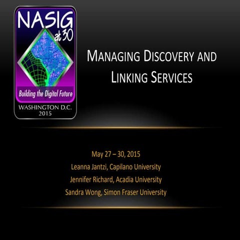Managing discovery and linking services | PDF