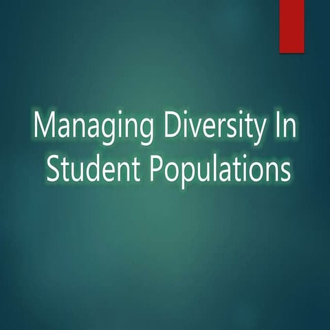 Managing Diversity in education classroom | PPT