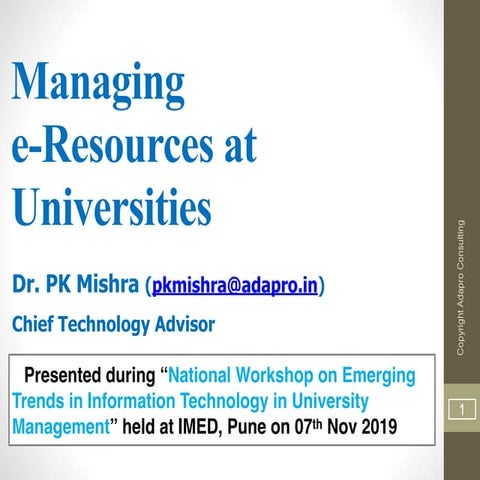 Managing eResources at Universities | PPT