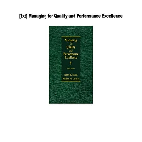 [Doc] Managing for Quality and Performance Excellence | PDF