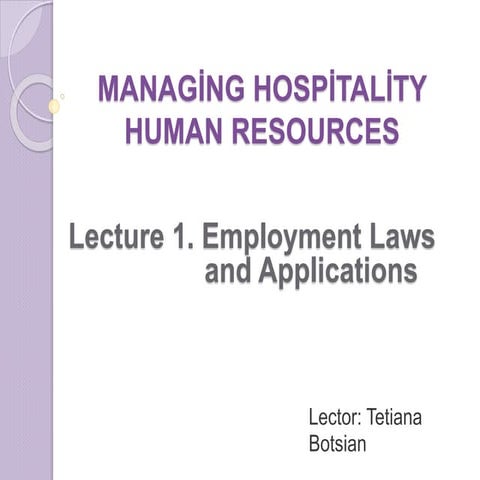 HRM in Hospitality Industry | PPTX