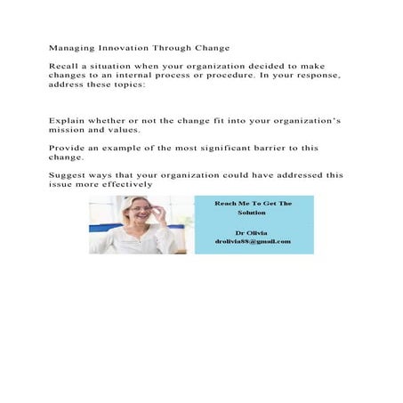 Managing Innovation Through ChangeRecall a situation when your o.docx