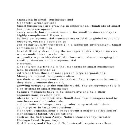 Managing in Small Businesses andNonprofit OrganizationsSmall b.docx ...