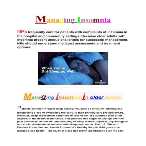Managing insomnia | PDF
