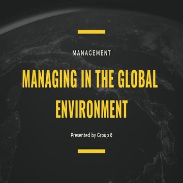 Managing in the Global Environment | PDF