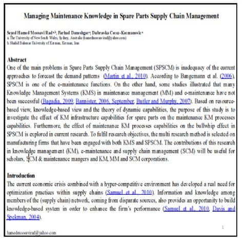 Managing maintenance knowledge | PPT