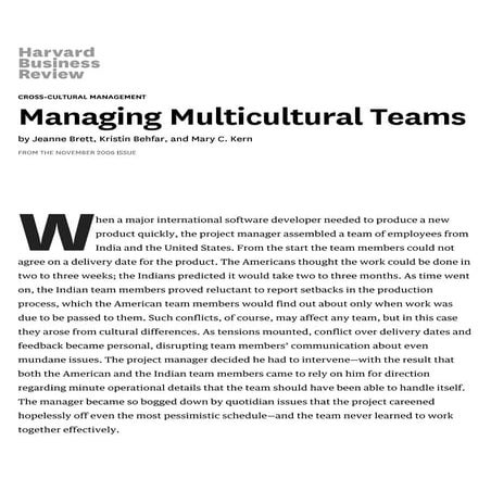 Managing multicultural teams hbr | PDF