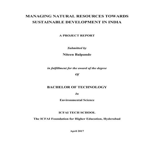 Managing Natural Resources Towards Sustainable Development In India ...