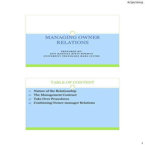 Managing owner relations | PDF