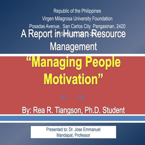 Managing people motivation | PPTX