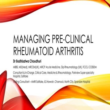 "Managing Preclinical Rheumatoid Arthritis: Early Intervention and Risk ...