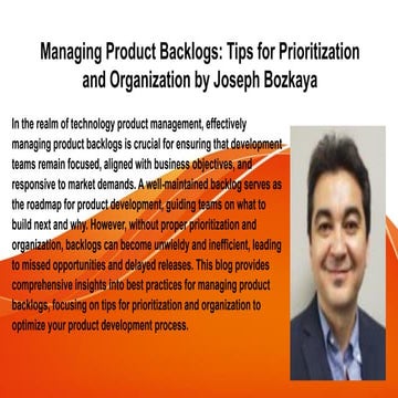Managing Product Backlogs Tips for Prioritization and Organization by ...