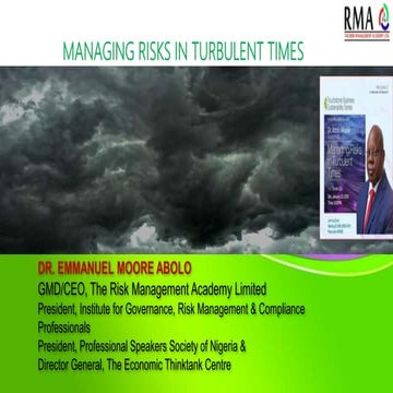 Managing Risks in Turbulent Times by Dr. Emmanuel Moore ABOLO | PPT