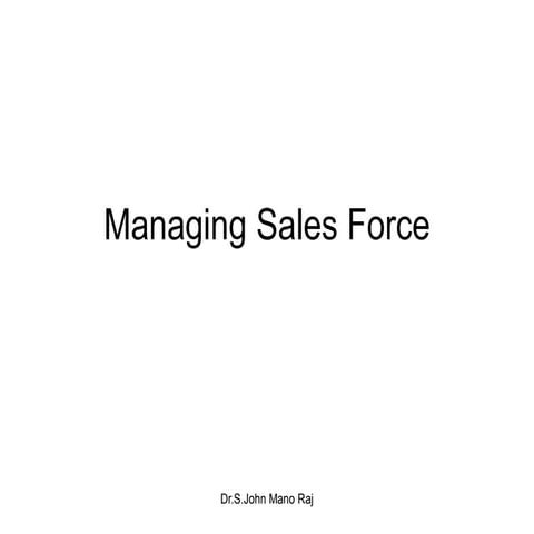 Managing sales force | PDF
