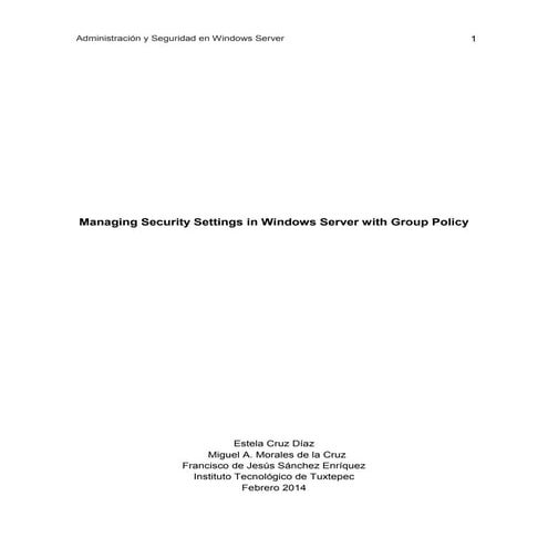 Managing security settings in windows server with group policy | PDF