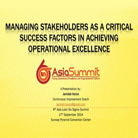 Managing stakeholders as critical success factor in operational ...